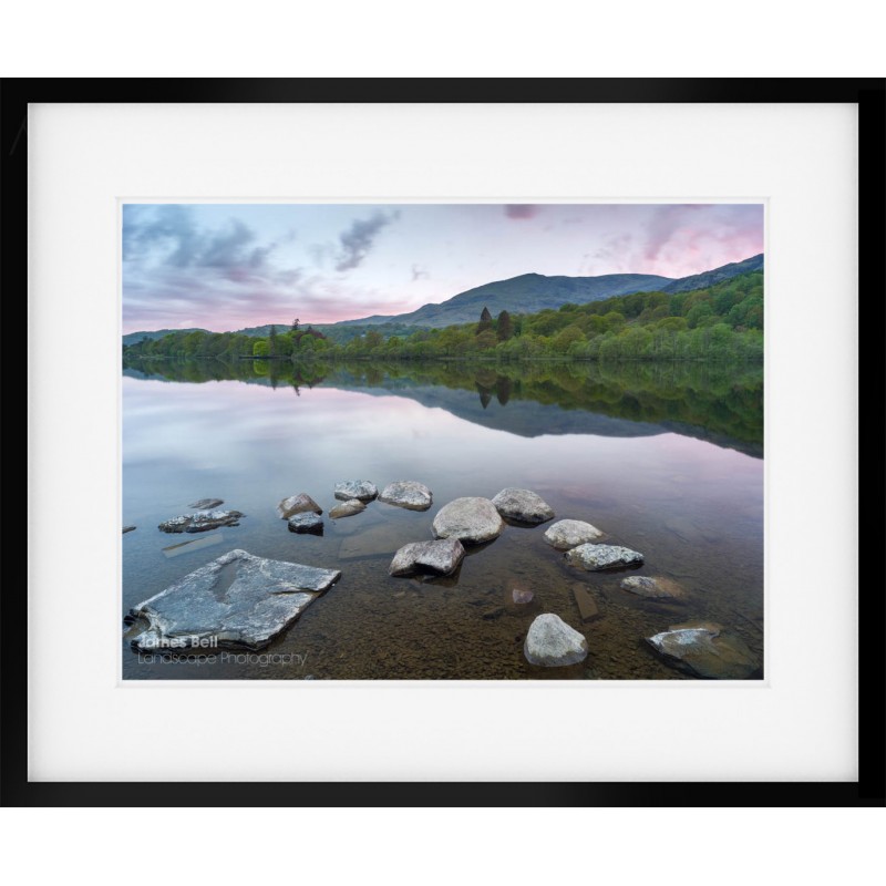 Framed print of Sunset behind Coniston old Man over Coniston Water.