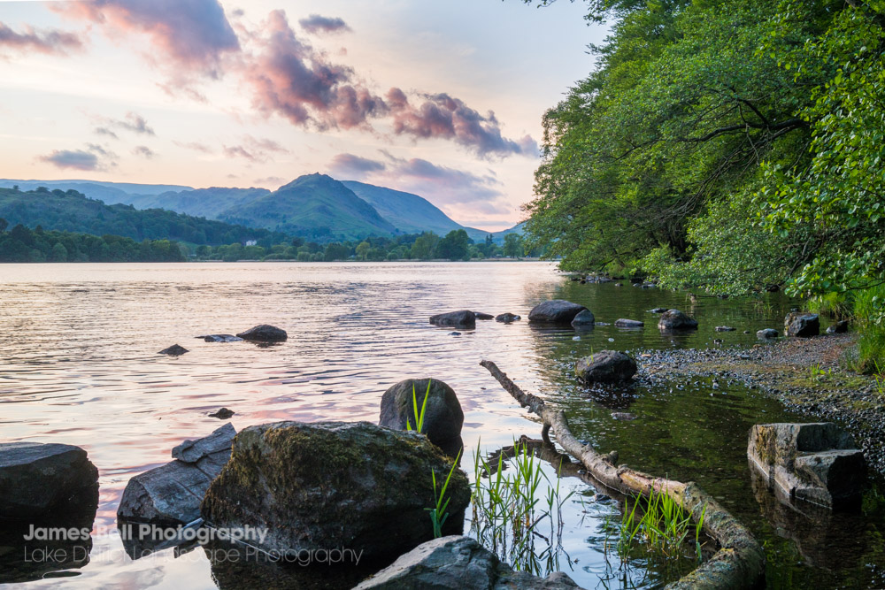 A sunset Drone flight over Grasmere in the Lake District.